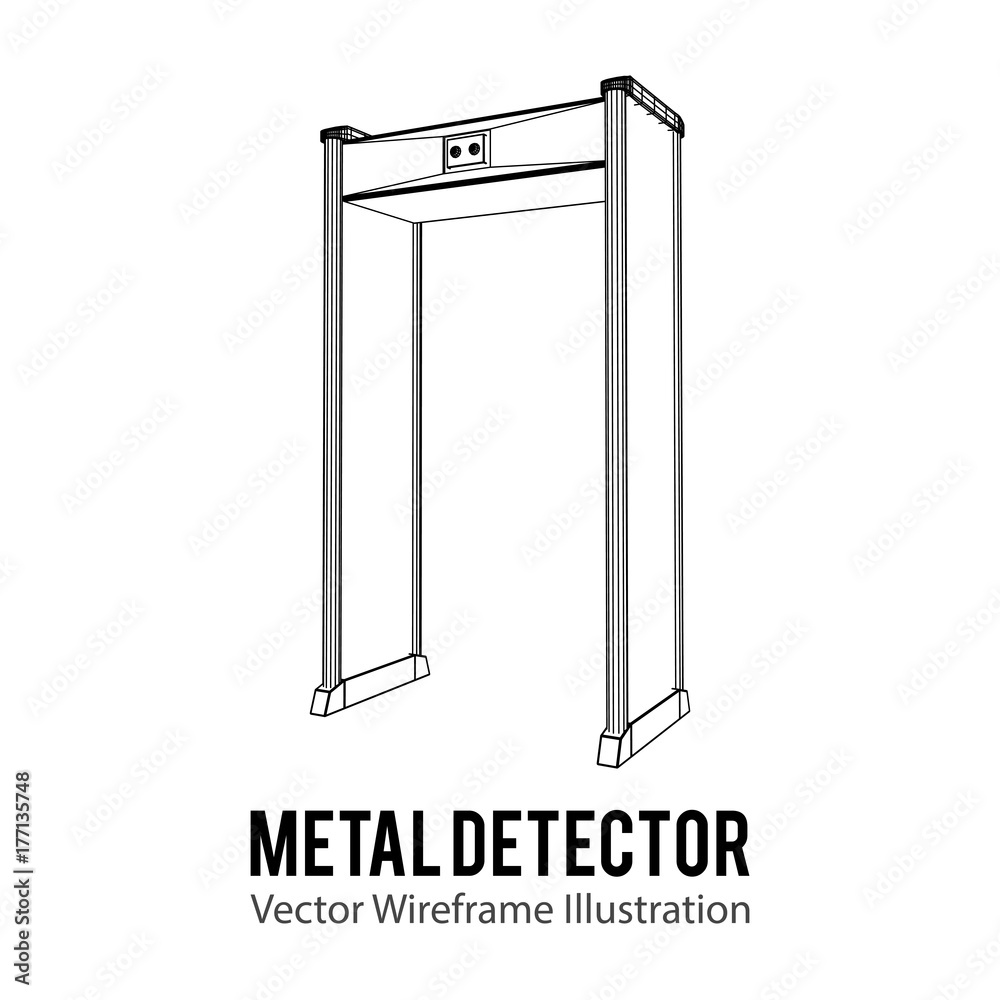 Metal detector scanner. Wireframe poly mesh vector illustration ...