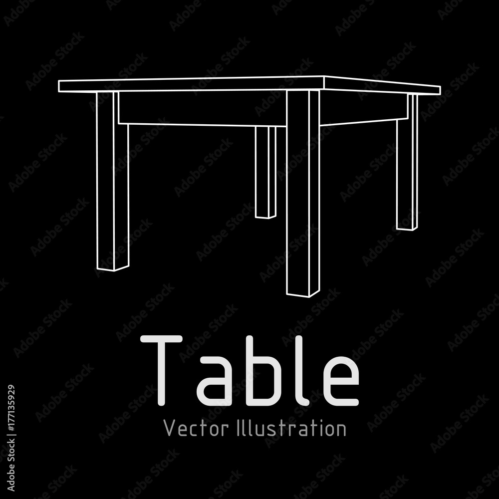 Table furniture wireframe blueprint. Linear outline pedestal vector ...