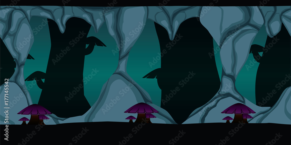 cave 2d game background tileable illustration design Stock Vector ...