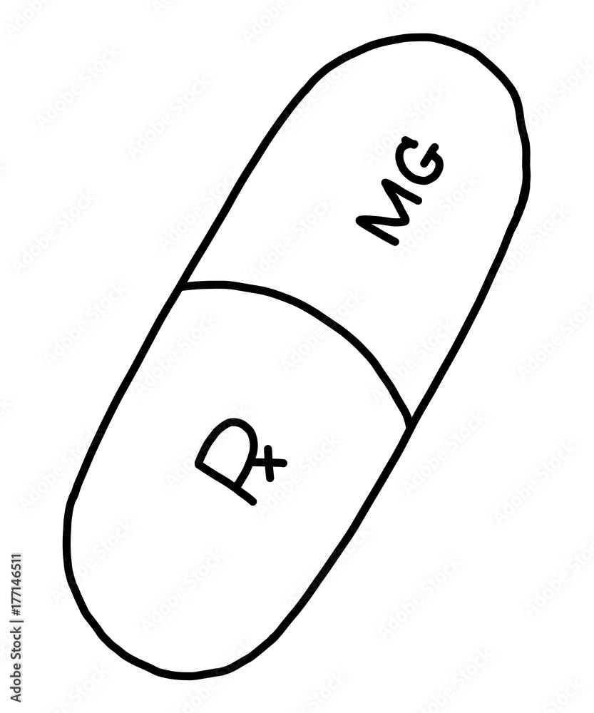 drug capsule / cartoon vector and illustration, black and white, hand ...