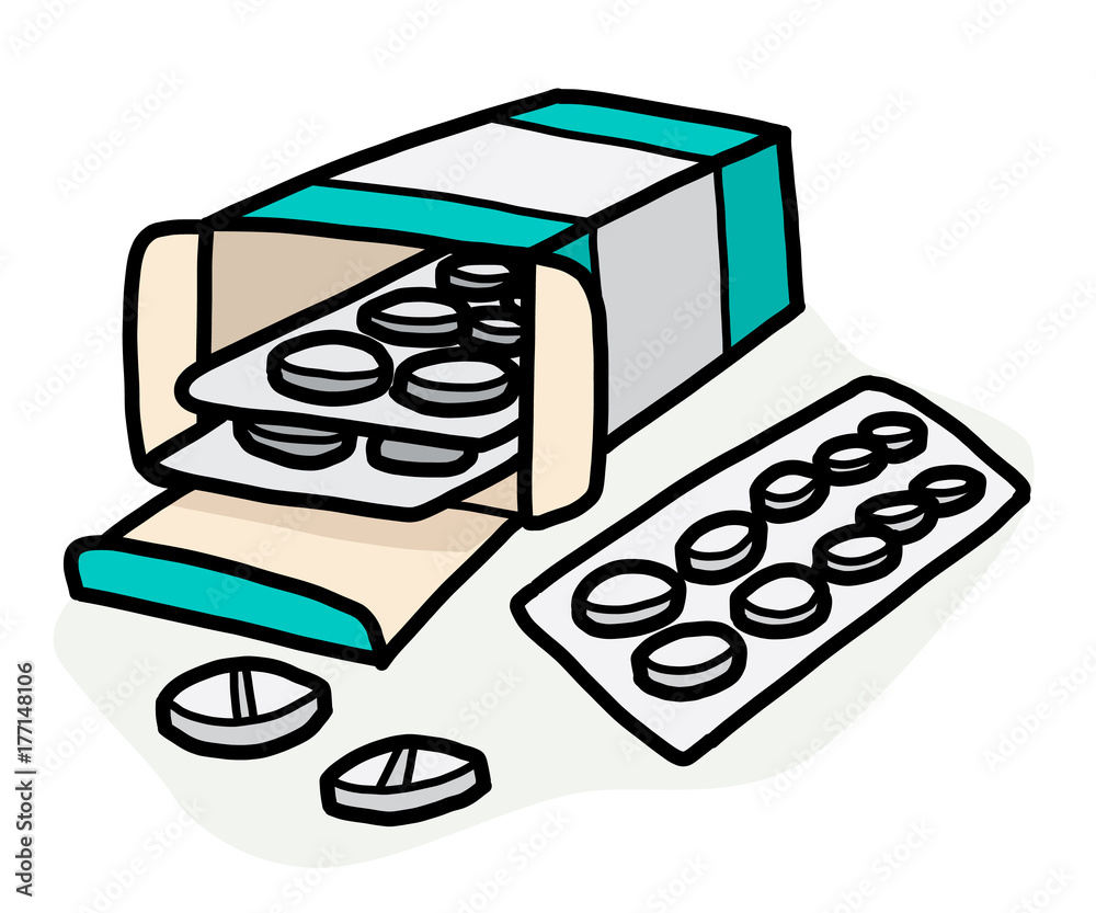 drug in paper box / cartoon vector and illustration, hand drawn style ...