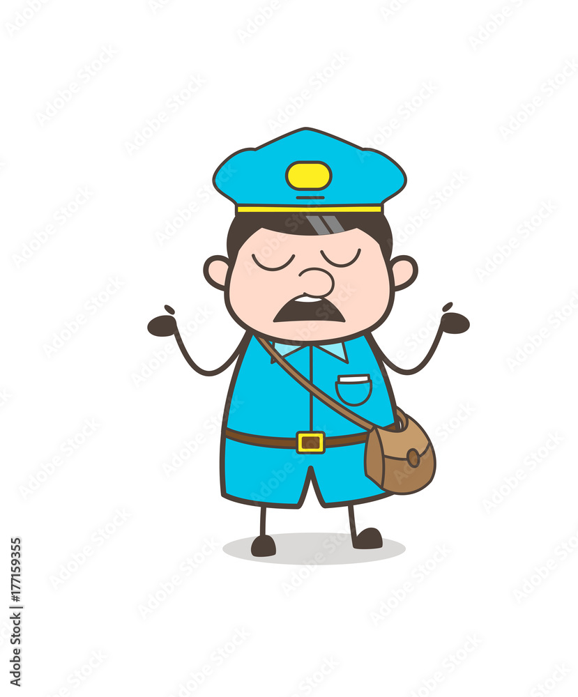 Cartoon Mailman Weary Face Expression Vector Stock Vector | Adobe Stock