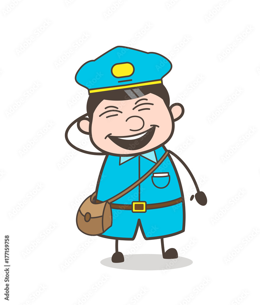 Cartoon Laughter Postman Face Stock Vector | Adobe Stock