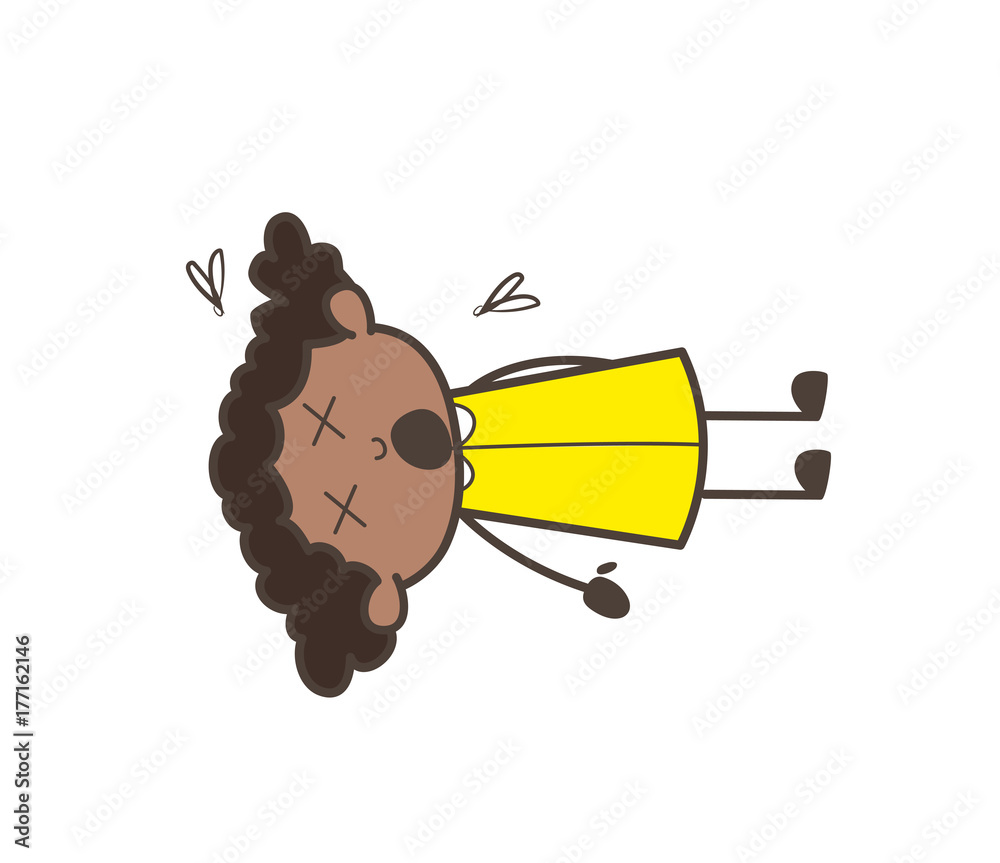 Comic Young Girl Dead Body Vector Illustration Stock Vector | Adobe Stock