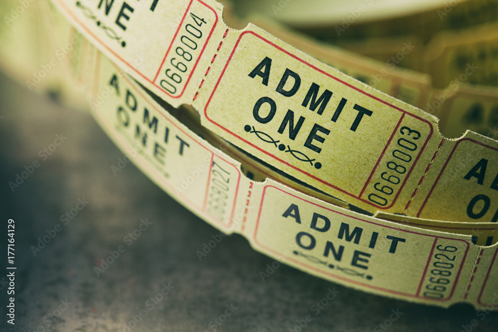 Admit One Admission Tickets In Strip From Roll Stock Photo | Adobe Stock