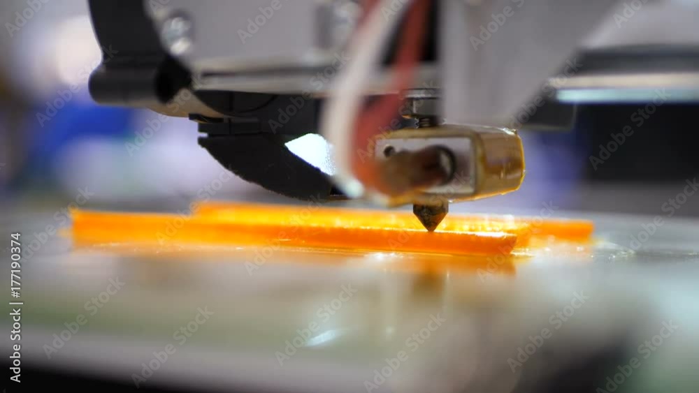Printing with Plastic Wire Filament on 3D Printer. Automatic three ...