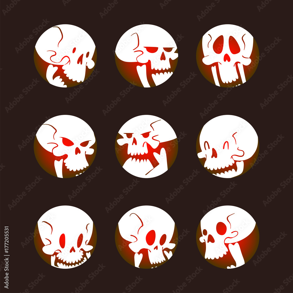 Skull bones human face halloween horror crossbones fear scary vector ...
