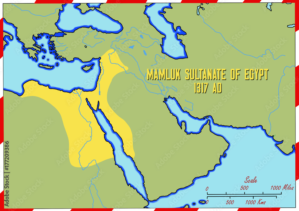 Original hand drawn map. Mamluk Sultanate of Egypt in 1317 AD Stock ...