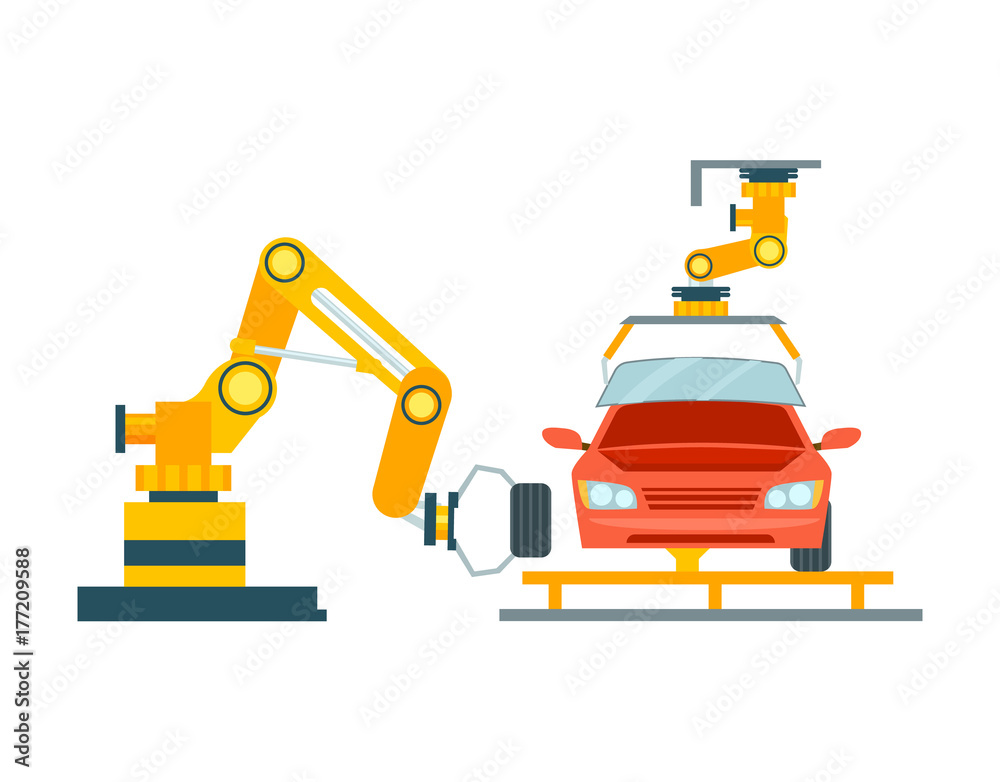 Smart robotic automotive assembly line. Modern engineering systems ...