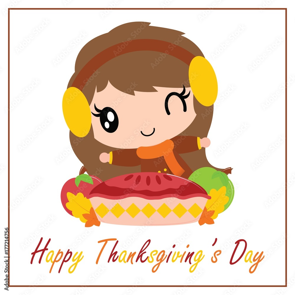 Cute girl want to eat apple pie cake vector cartoon illustration for ...