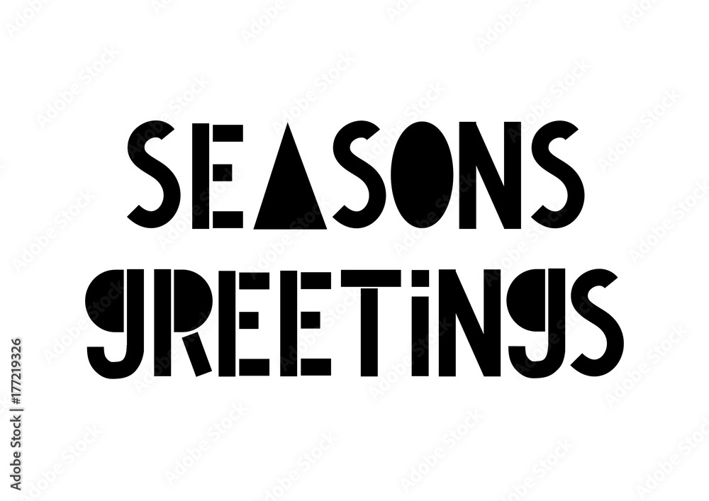 Hand Lettering Seasons Greetings on White Background. Modern ...