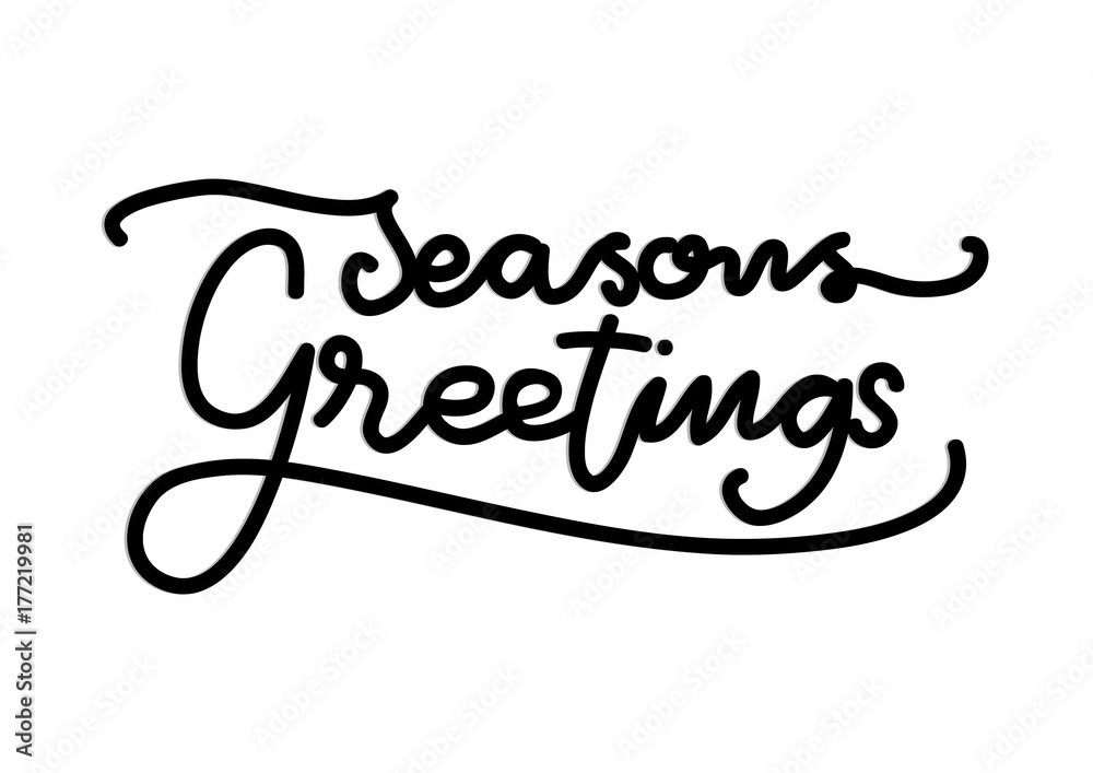 Hand Lettering Seasons Greetings on White Background. Modern ...