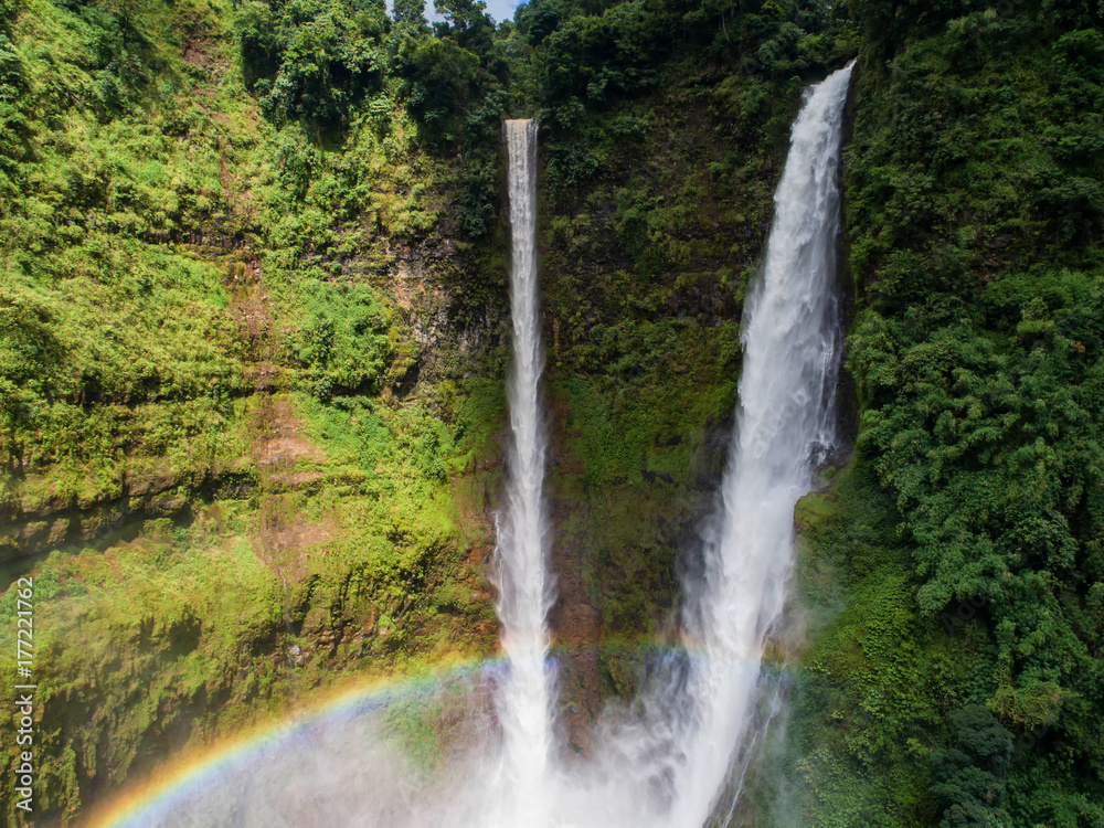 Beautiful waterfall.Tad Fan Waterfall in southern Laos.It is a place to ...