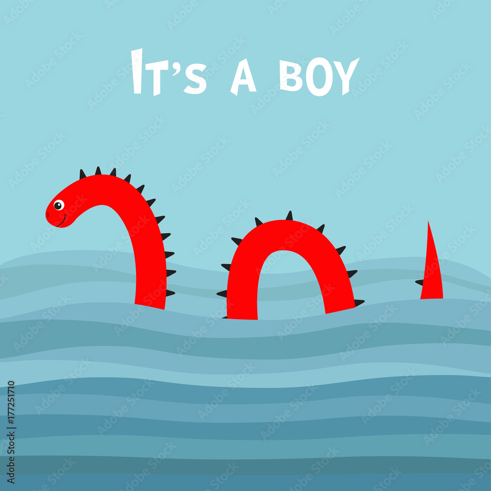 Its A Boy Baby Shower Water Monster Thorns Eye Tail Swimming its-a-boy-baby-shower-water-monster-thorns-eye-tail-swimming
