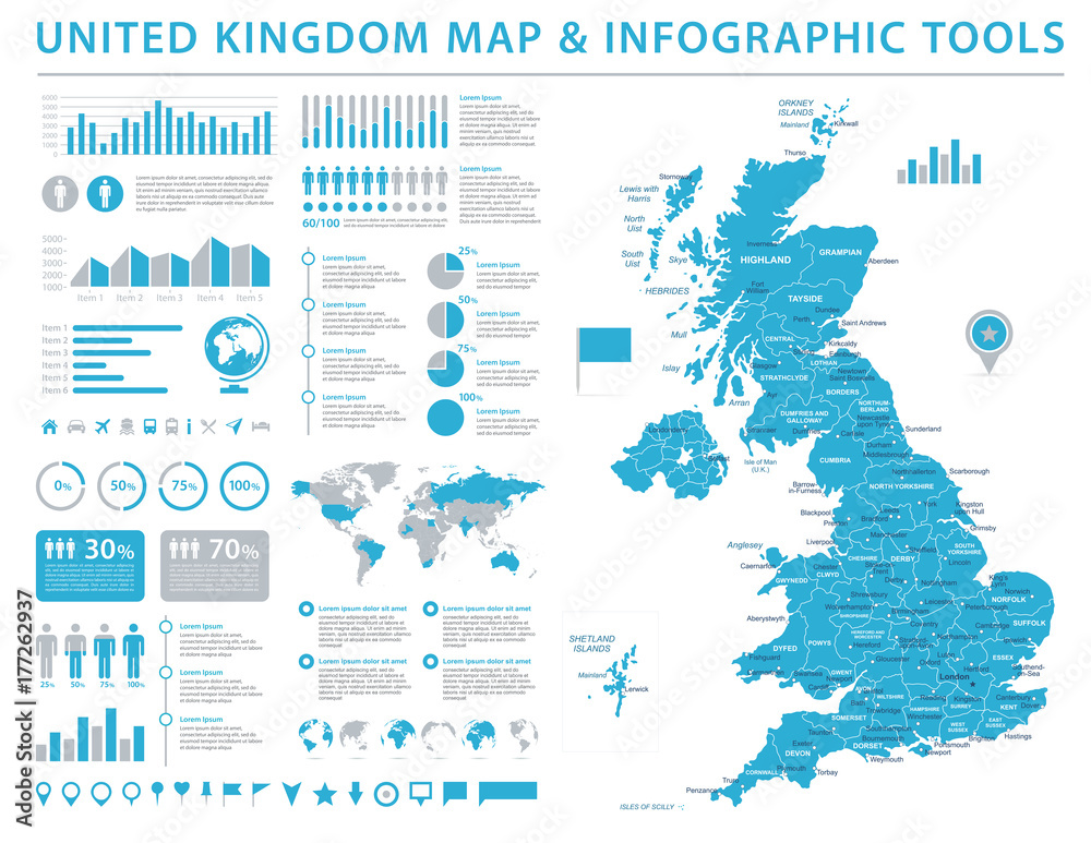 United Kingdom Map - Info Graphic Vector Illustration Stock Vector ...