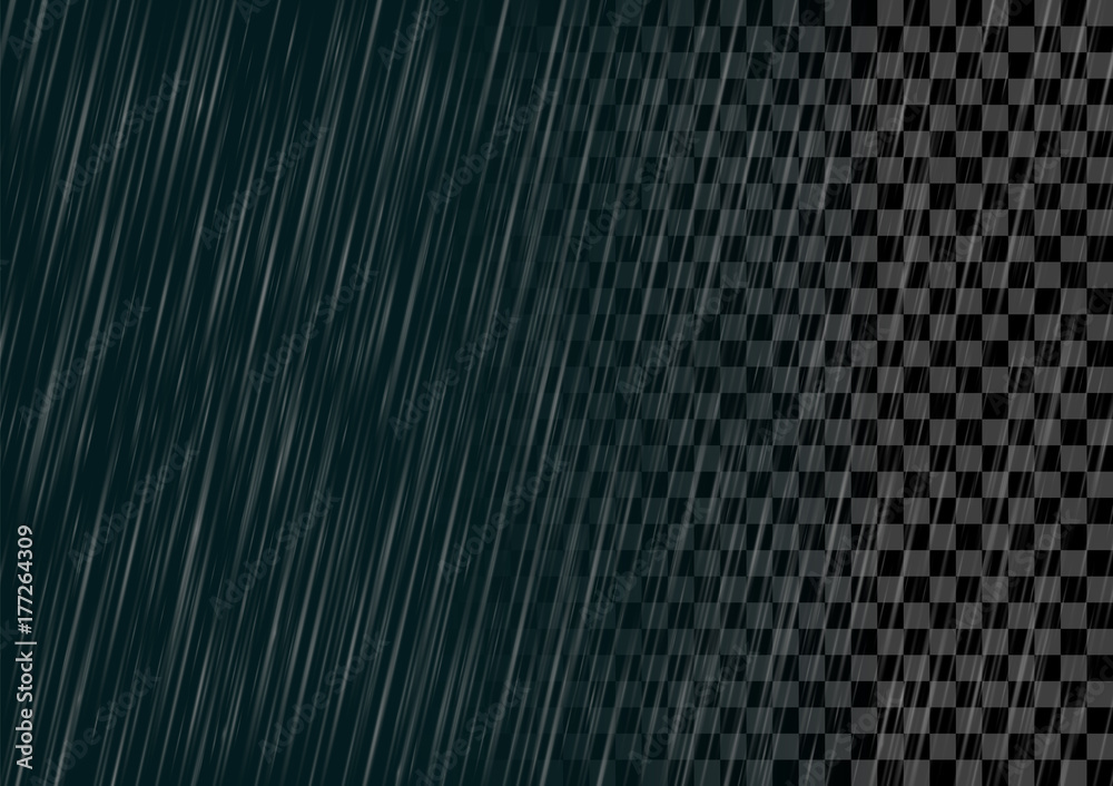 Semitransparent vector rain effect isolated on dark and transparent ...