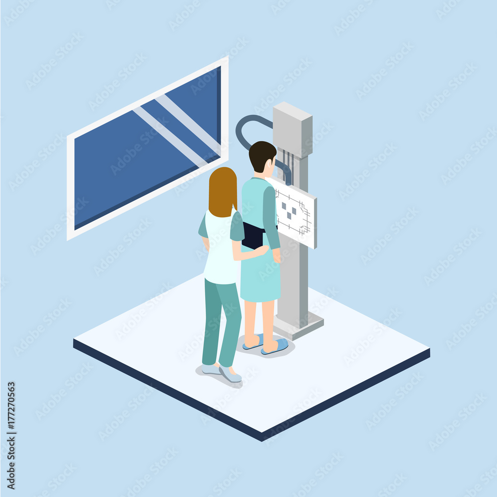 Isometric 3D vector illustration roentgen x-ray study. Stock Vector ...