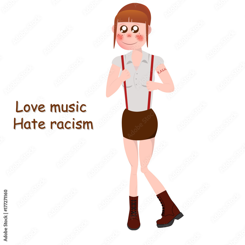 cute skinhead girl vector de Stock | Adobe Stock