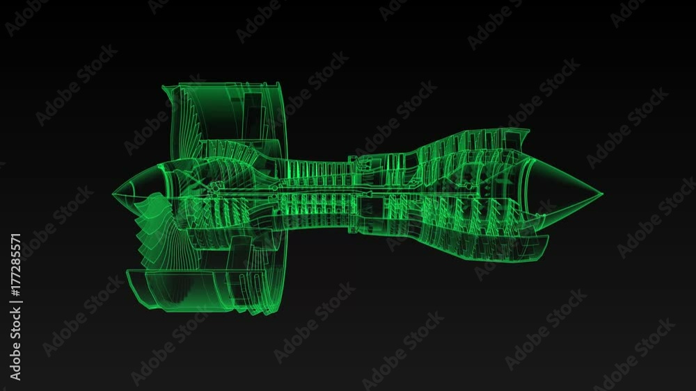 Jet engine of a modern passenger or transport aircraft with a cross ...