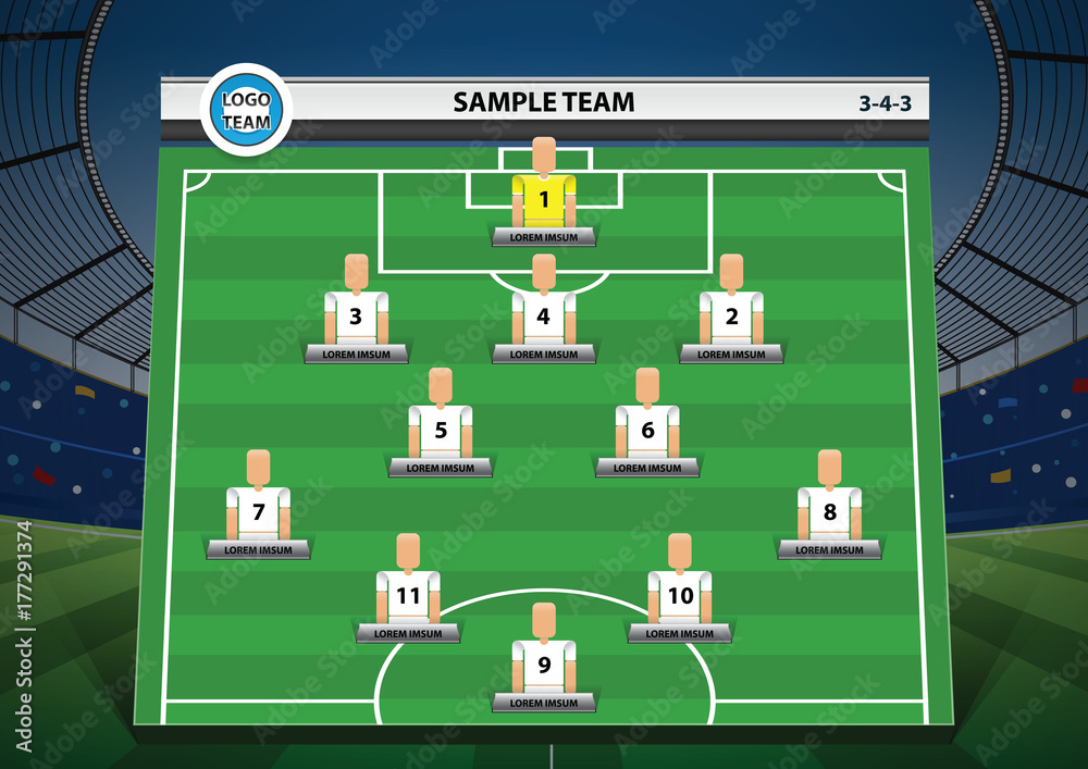 graphic football team starting lineup squad Stock Vector | Adobe Stock