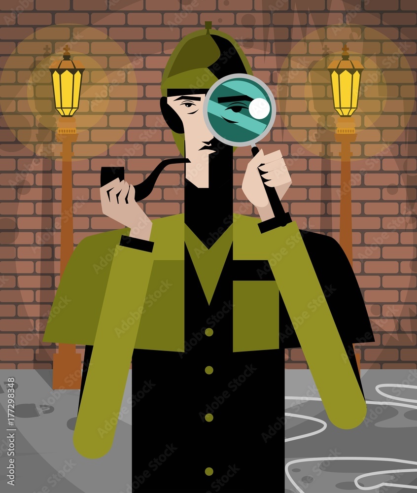great detective in crime alley Stock-Vektorgrafik | Adobe Stock