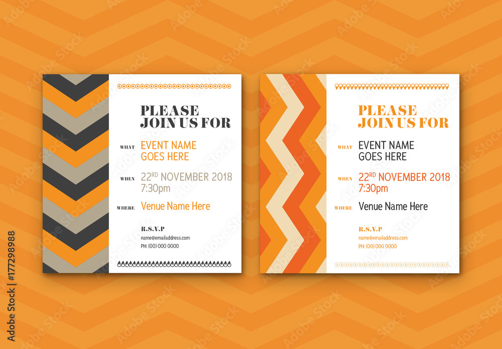 Chevron Pattern Event Invitation Layouts Stock Template | Adobe Stock
