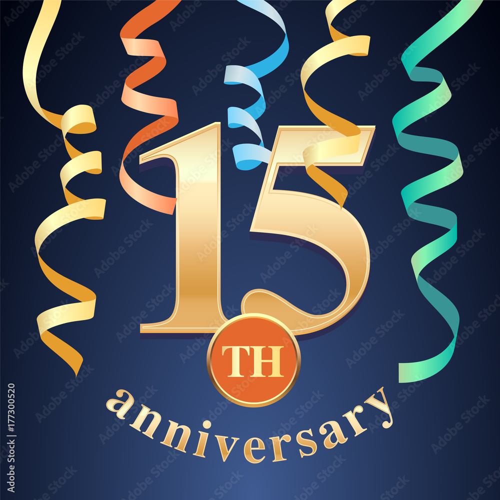 15 years anniversary celebration vector icon, logo. Template design ...