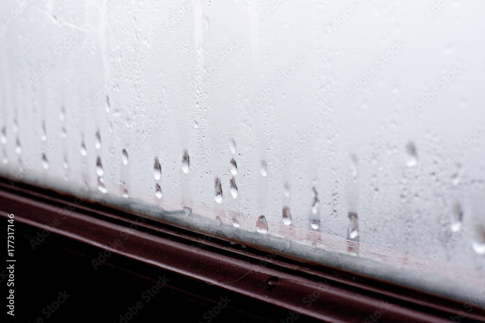 High humidity, condensing large drops of condensed water flow down the ...