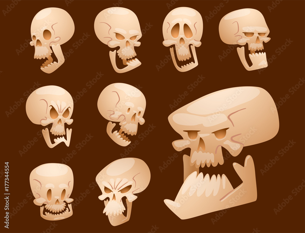 Skull bones human face halloween horror crossbones fear scary vector ...