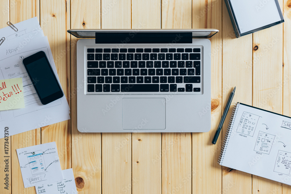 Workspace of a designer Stock Photo | Adobe Stock