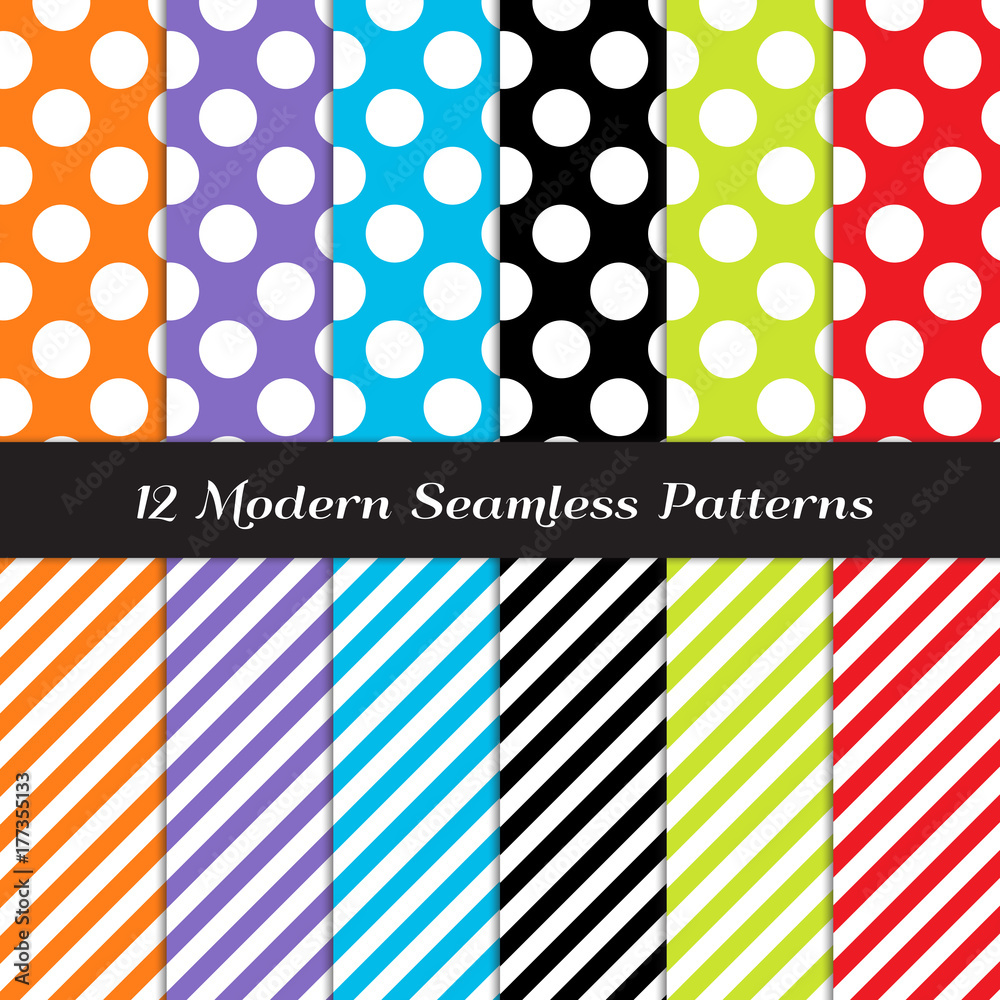 Lime Green And Blue Polka Dots