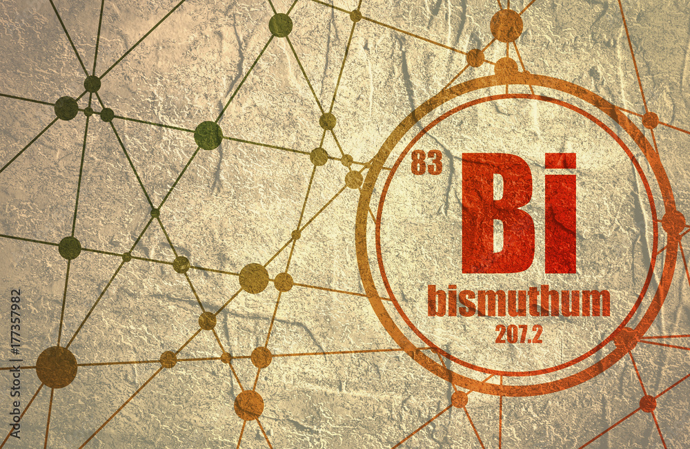 Bismuthum chemical element. Sign with atomic number and atomic weight ...