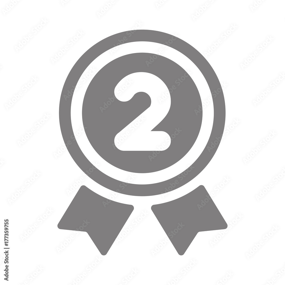 ranking medal icon illustration. 2nd place (silver). Stock Vector ...