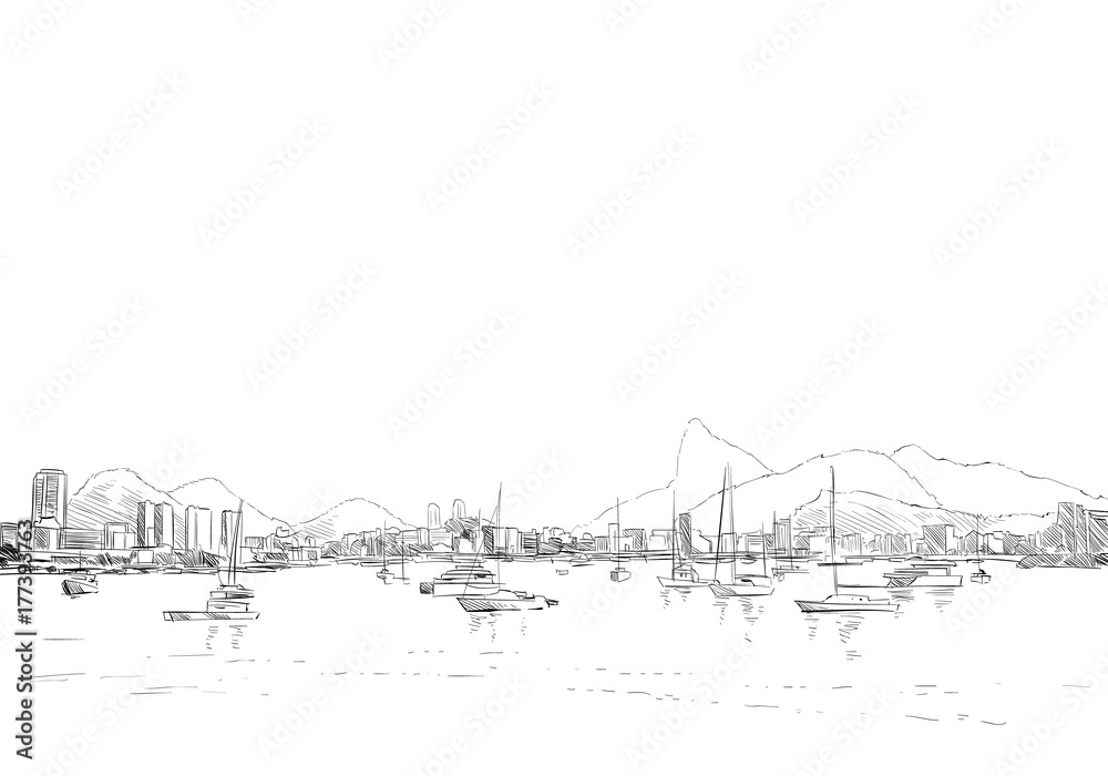Rio de janeiro. Brazil. Hand drawn city sketch. Vector illustration ...