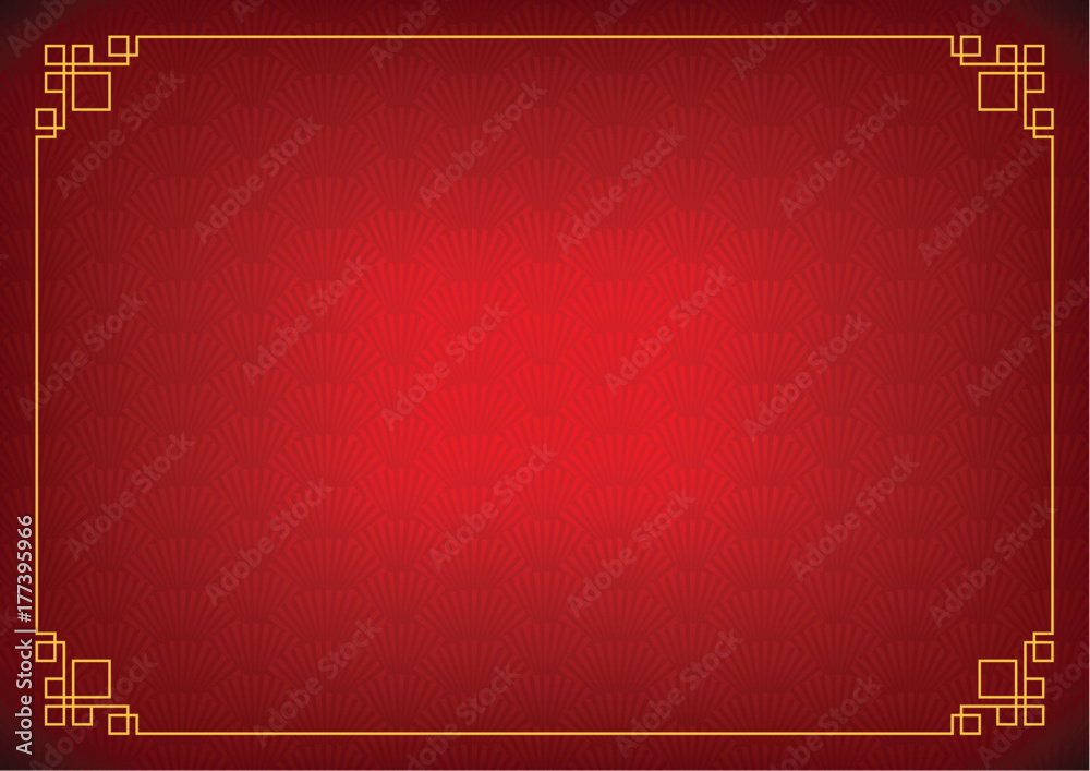 chinese new year background with yellow border, abstract oriental ...