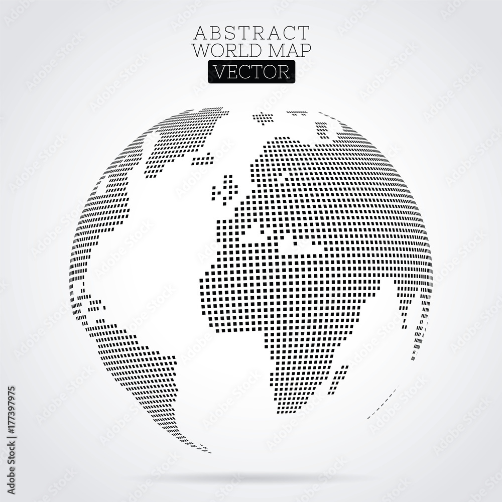 Pixel world map made from small squares Stock Vector | Adobe Stock