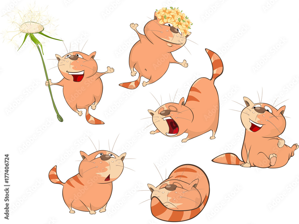 Set of Cartoon Illustration. A Cute Cats for you Design Stock Vector ...