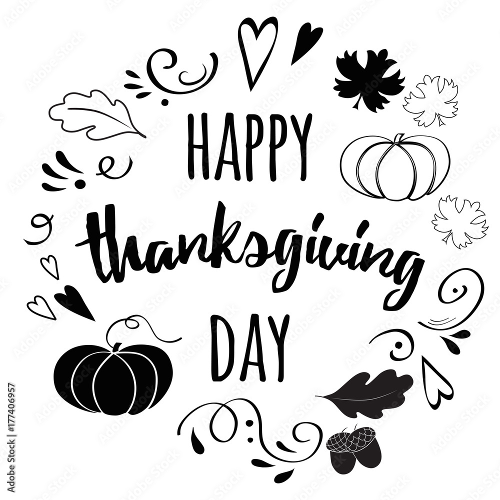 Happy Thanksgiving Banner Clip Art Black And White