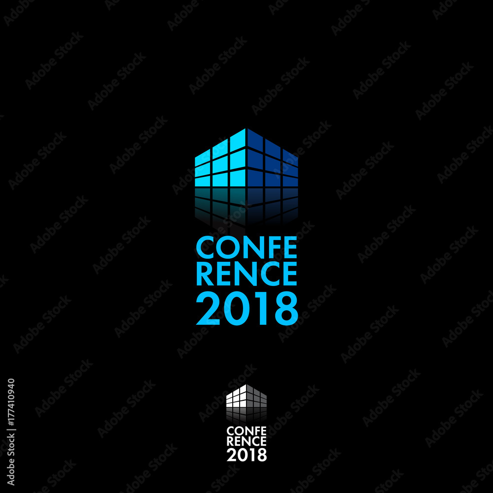 Conference or Building concept. Blue building logo and corporate ...