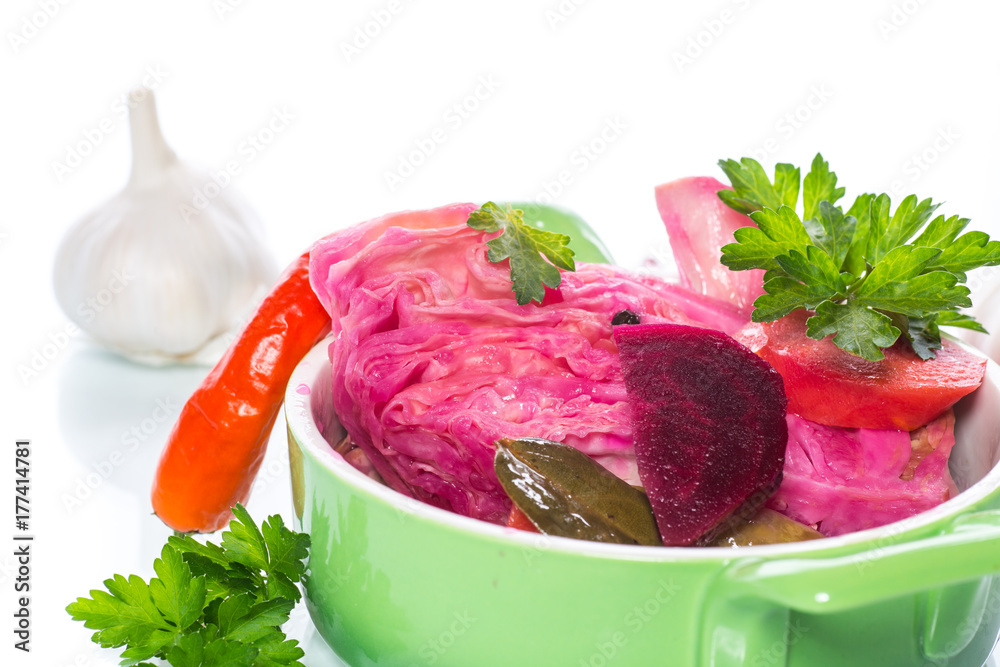 Marinated cabbage with beets Stock Photo | Adobe Stock