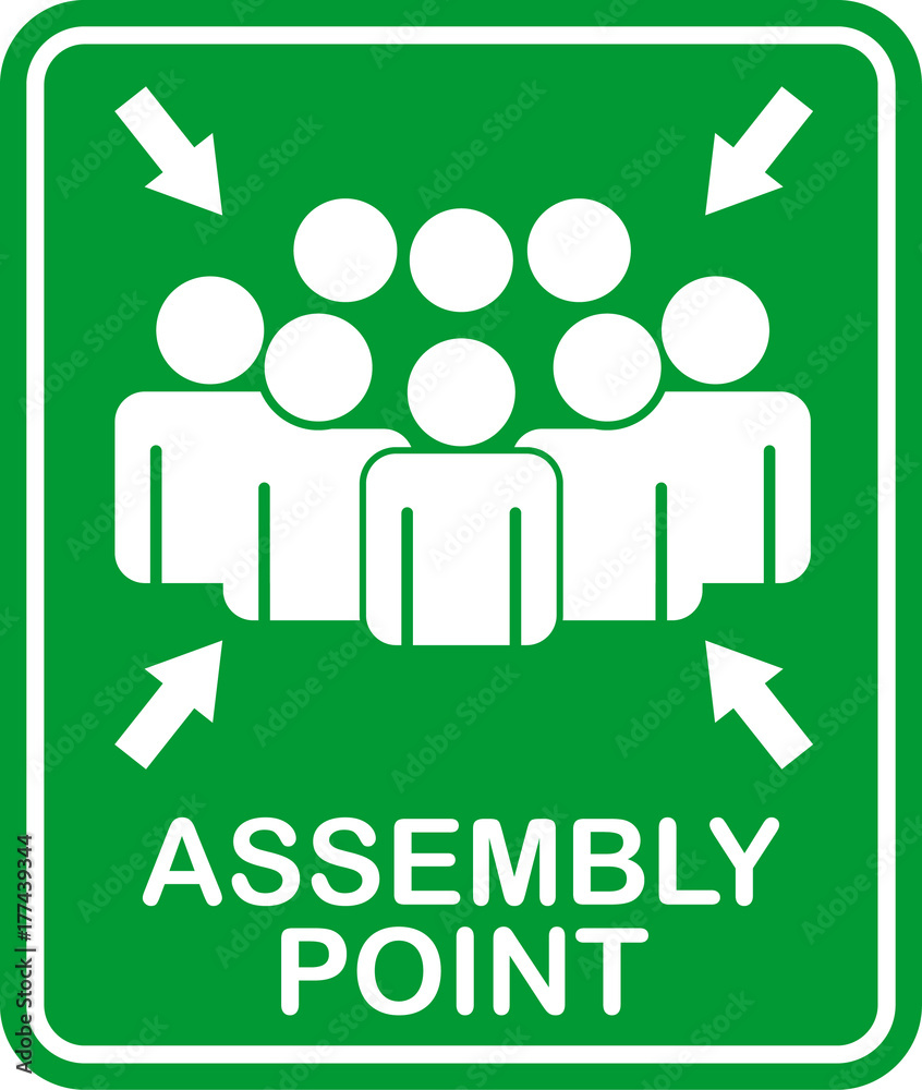 assembly point, sign Stock Illustration | Adobe Stock