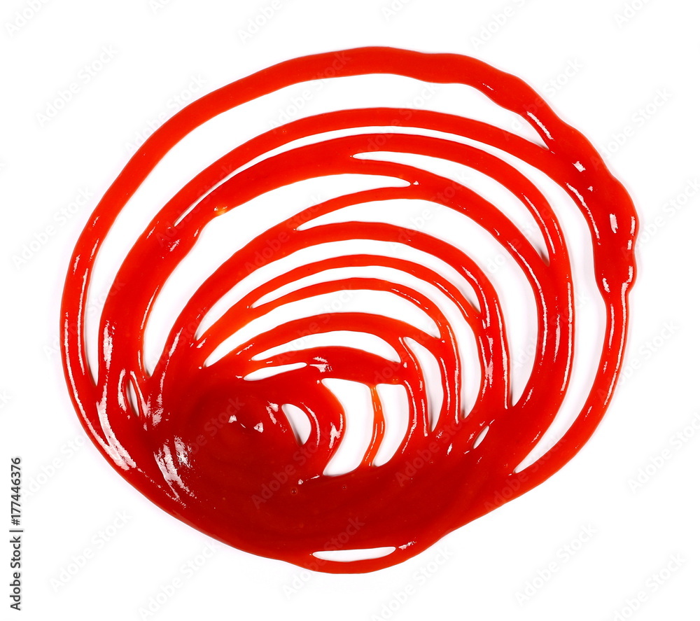 red ketchup splashes circle isolated on white background, tomato pure ...