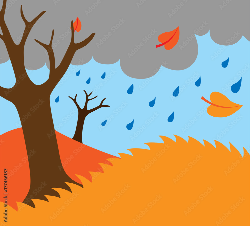 Cartoon vector illustration of fall autumn background template Stock ...