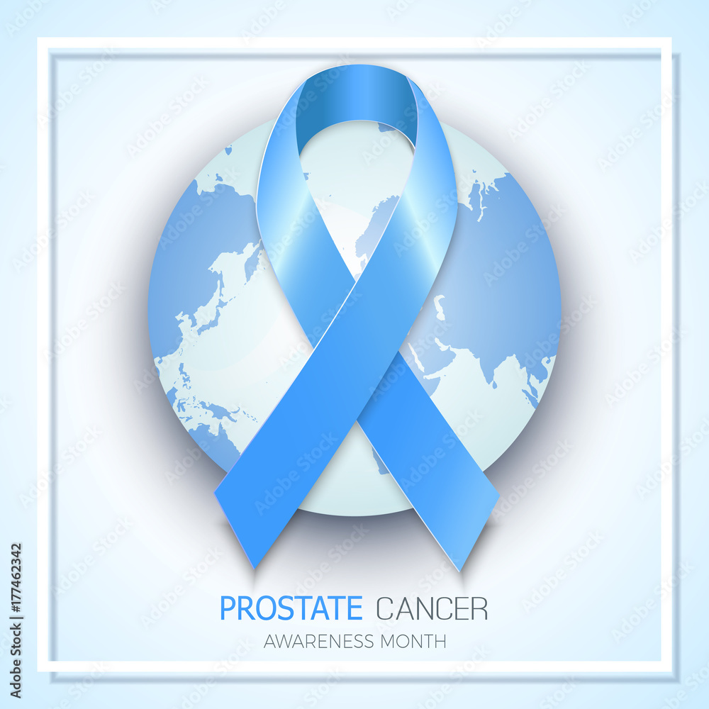 Blue ribbon symbol for prostate cancer awareness month. Vector ...