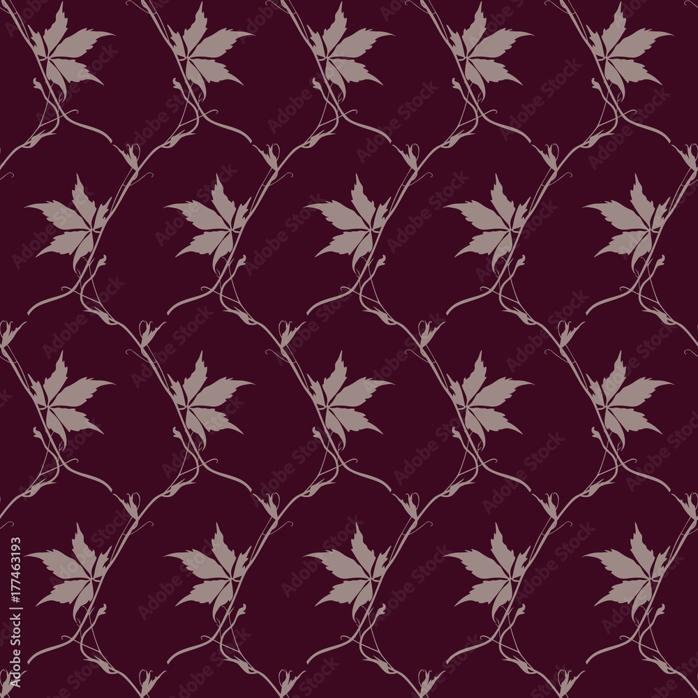Seamless botanical pattern with leaves of virgin vine. Beautiful vector ...