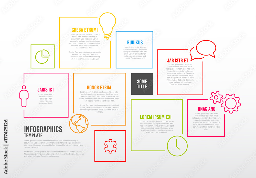 Square Box Outlines Infographic Stock Template | Adobe Stock