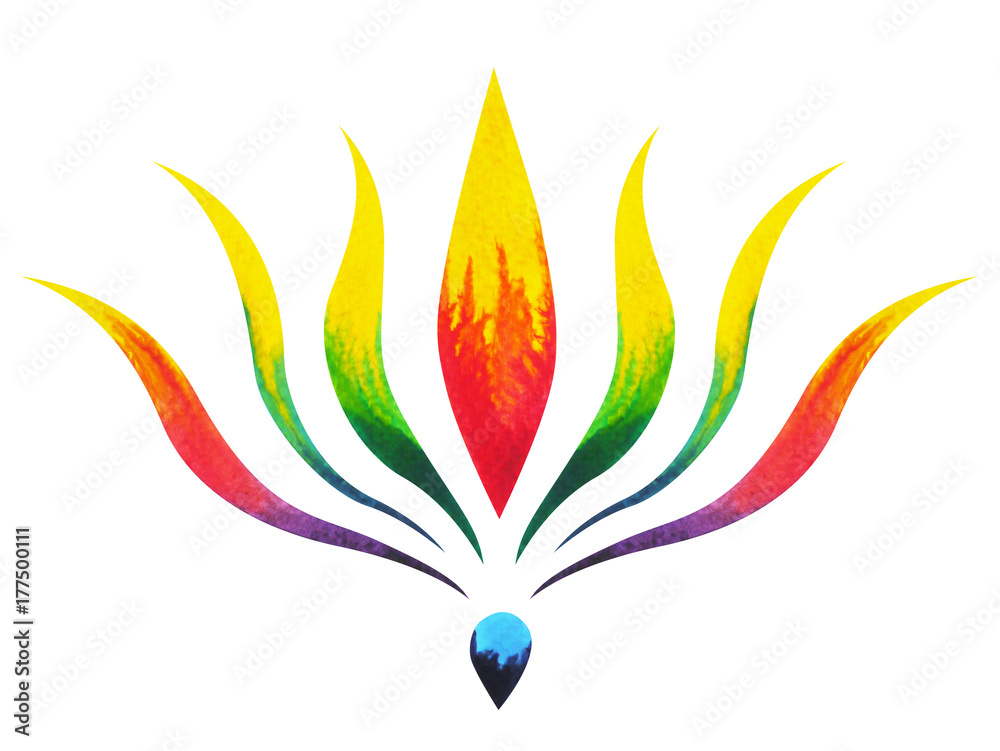 7 color of chakra symbol concept, flower floral leaf, watercolor ...