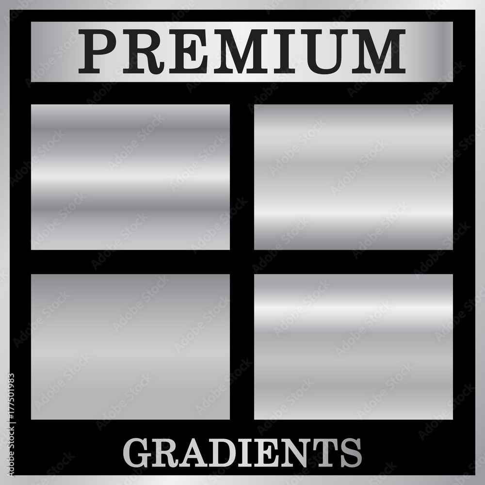 Silver gradient backgrounds set. Silver design texture for ribbon ...