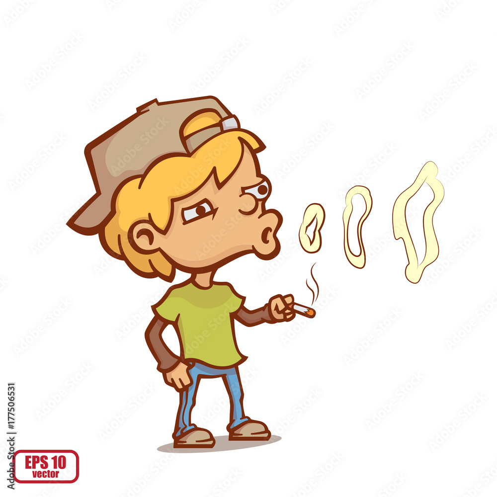 Smoker. Cartoon character for use in design. Line art style. Vector ...