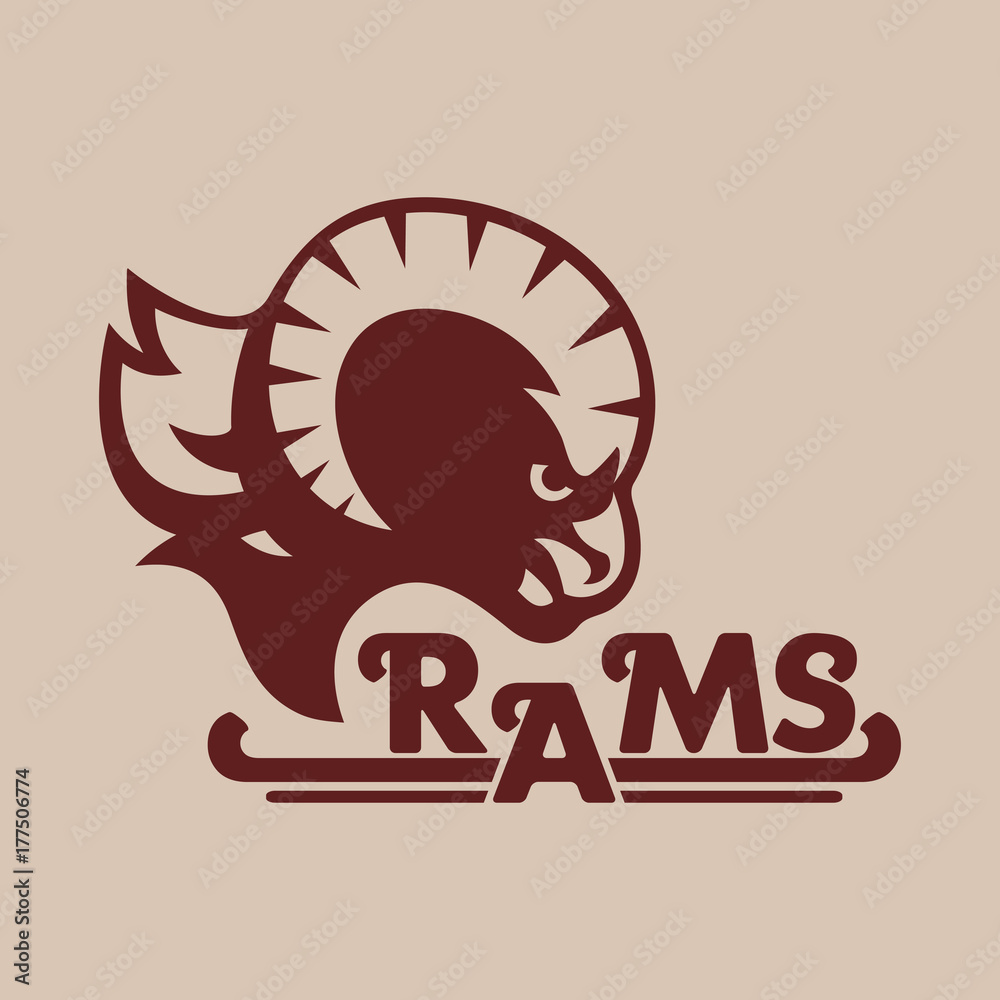 Ram. Logo, sticker, print. Mascot of a sports team. Vector illustration ...